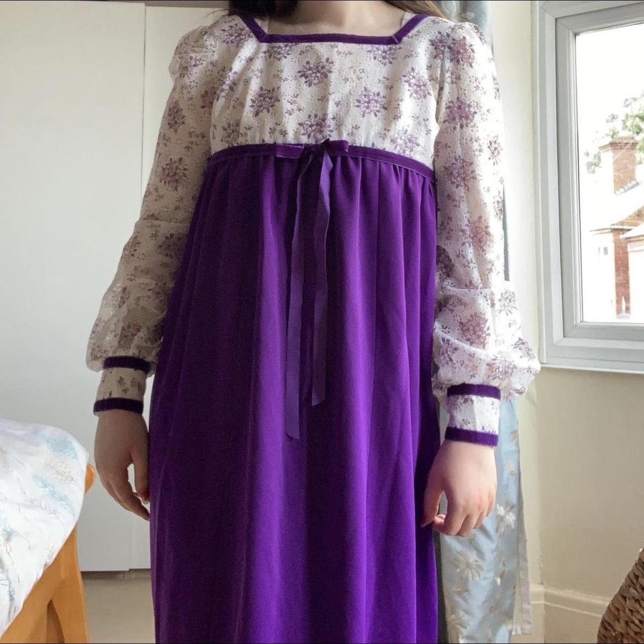 late 60s empire waistline maxi dress babydoll... - Depop