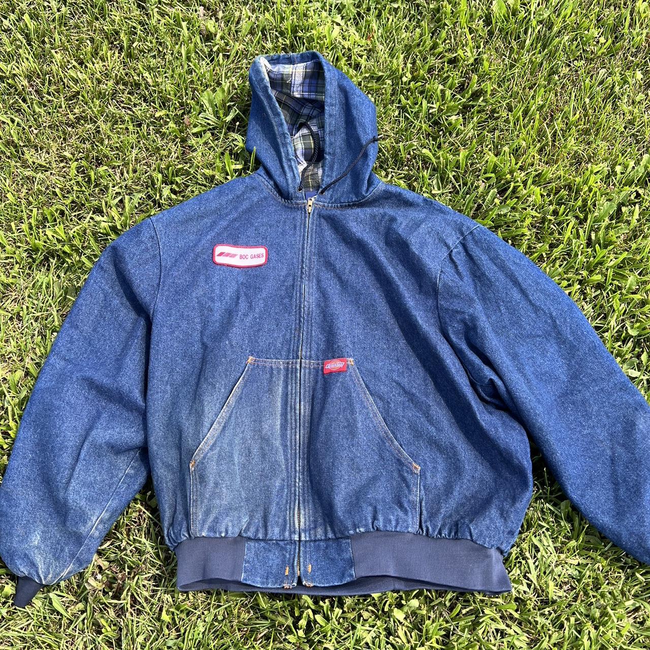 Mens dickies XXL denim zip up work wear jacket, good... - Depop