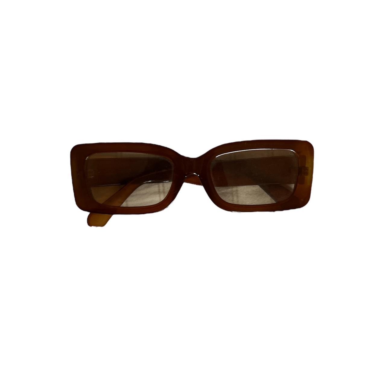 light brown square frame sunglasses slight brownish... - Depop