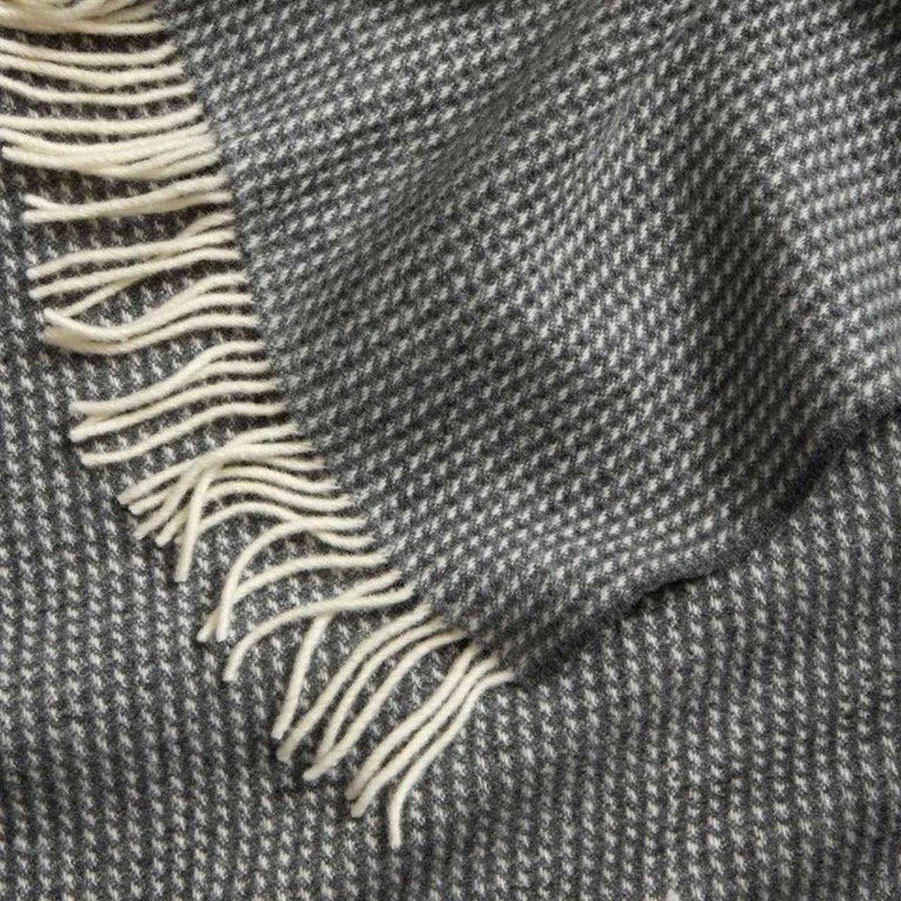 BROOKLINEN honeycomb wool throw blanket in gray... - Depop