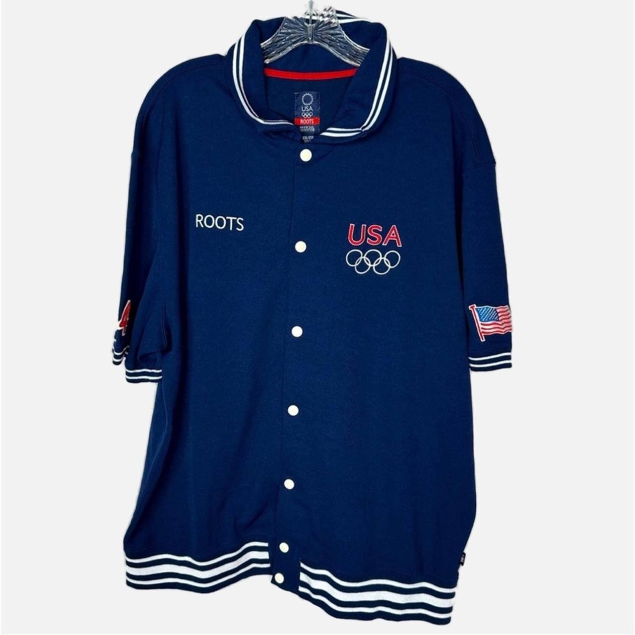 Roots Men's Blue and Red Shirt | Depop