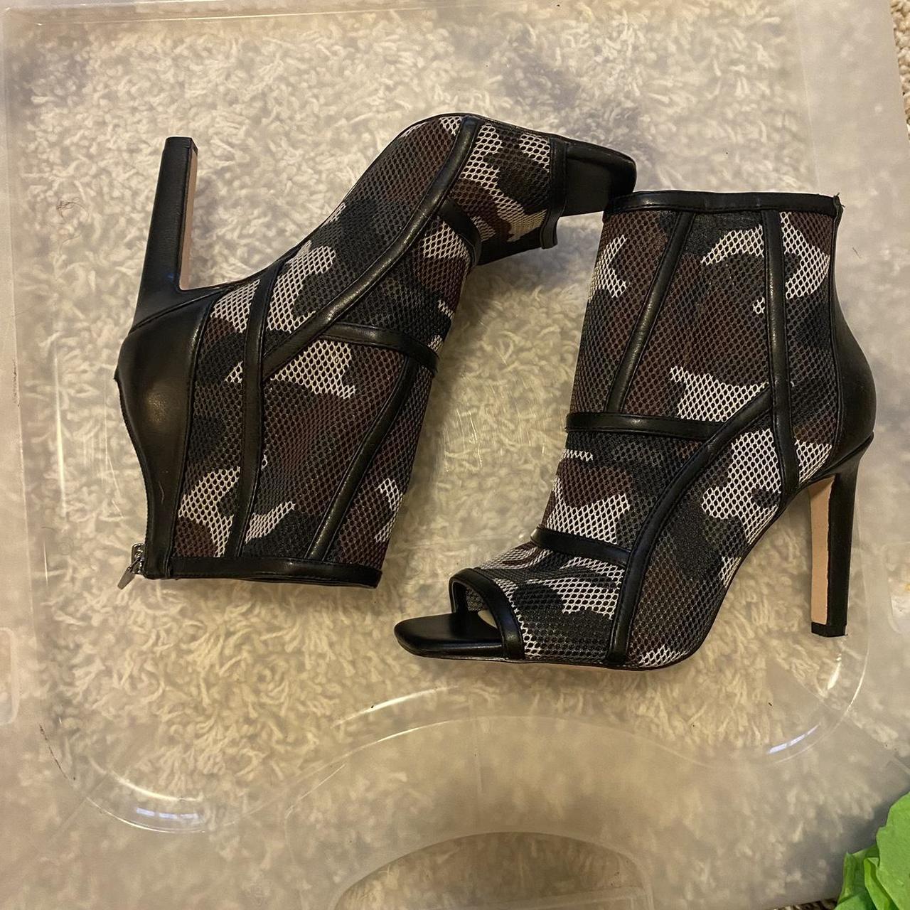 jessica simpson. sheer camouflage, open-toe heel w/... - Depop