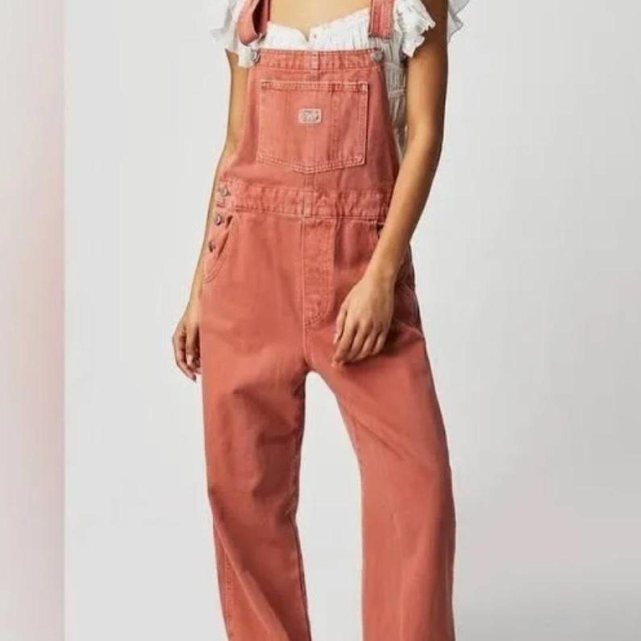 levis salmon pink / orange / pink brown overalls -... - Depop