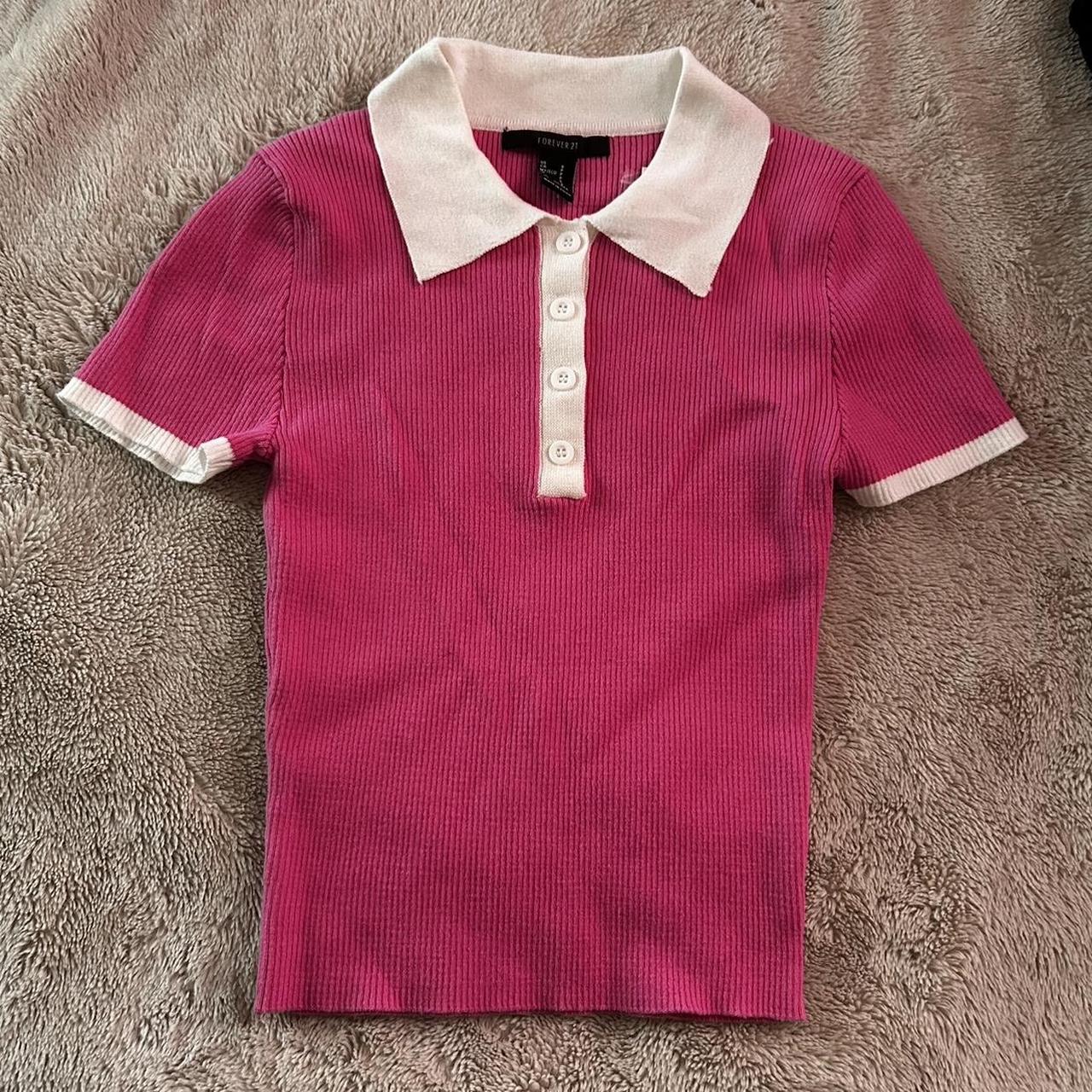 NWT 💕 Hot Pink Button-Up Sweater Top from Forever... - Depop