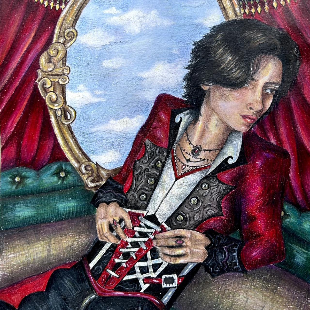 “Reminiscent Red” Colored Pencil Drawing made by... - Depop