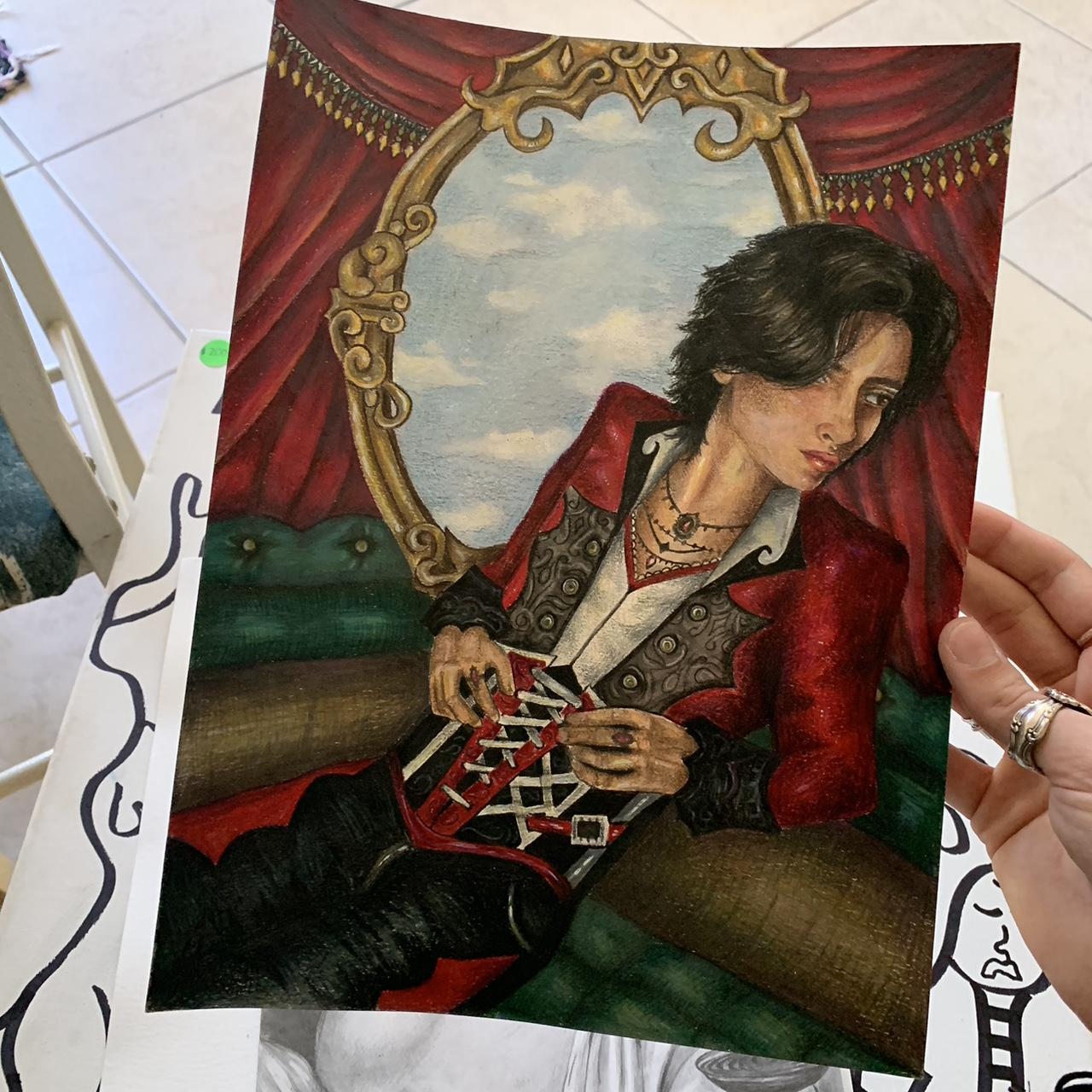 “Reminiscent Red” Colored Pencil Drawing made by... - Depop