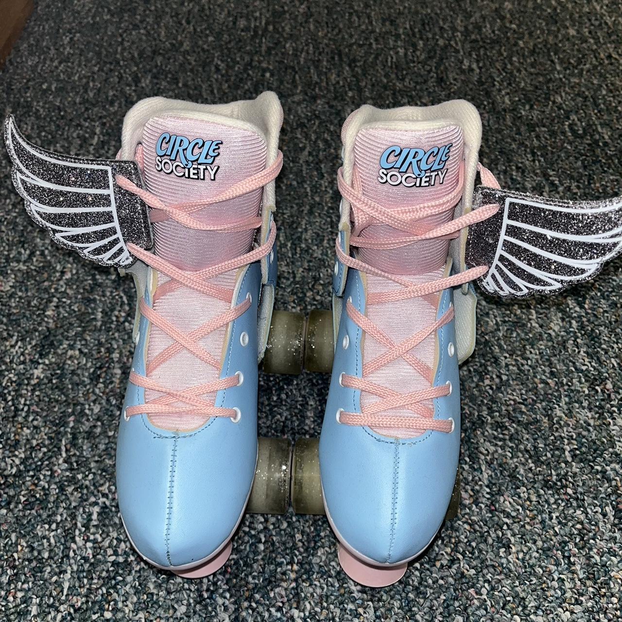 Adjustable circle society roller skates. Blue with... - Depop