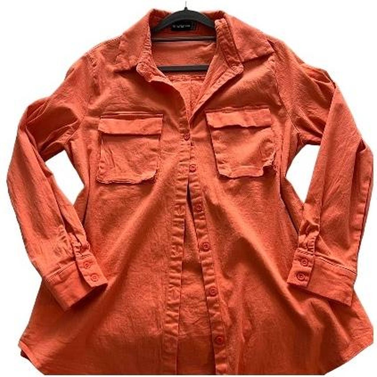Orange Button up, Fits S/M. #Beachcoverup #Buttonup... - Depop