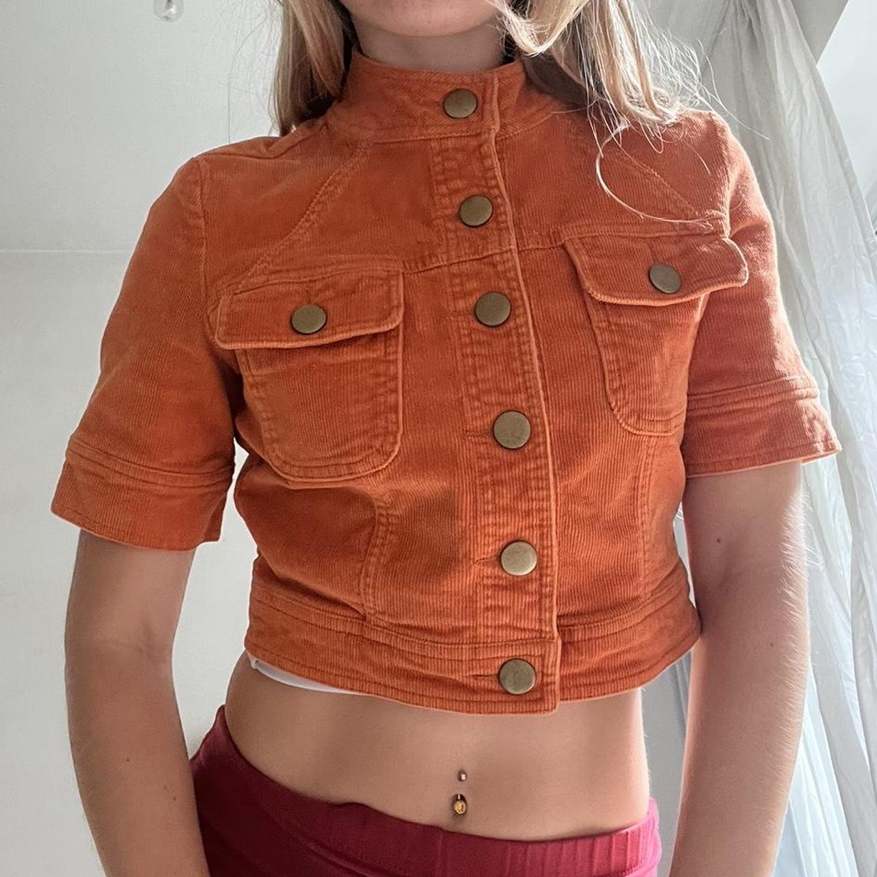 Vintage orange corduroy cropped top/jacket By an... - Depop