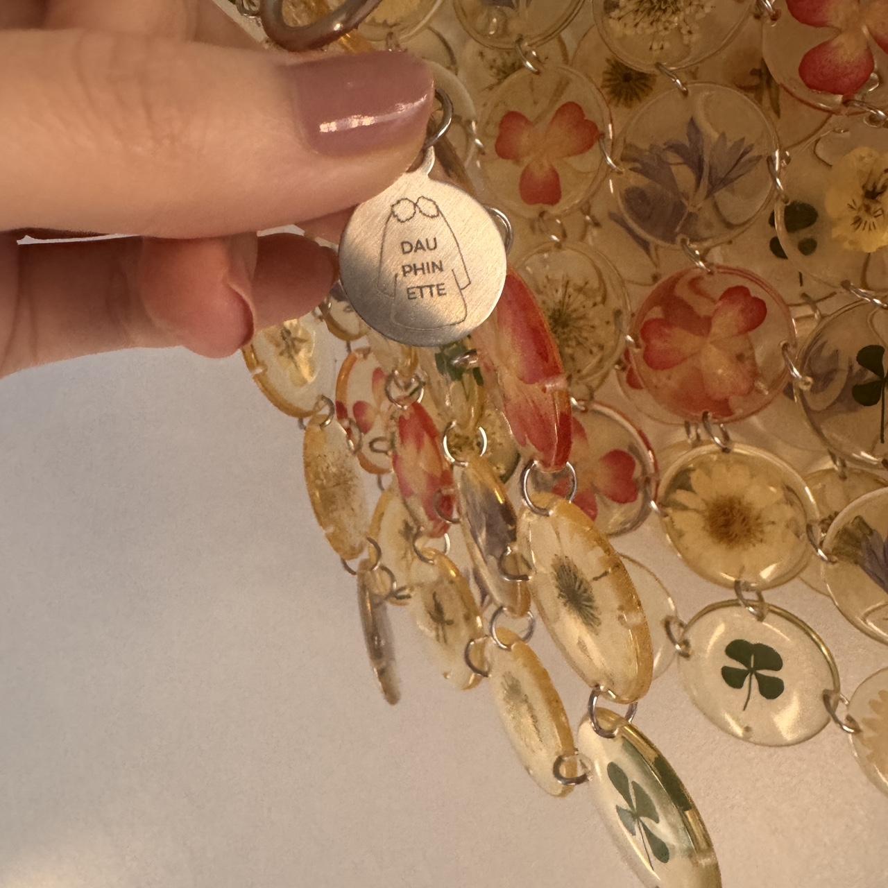 Dauphinette multi flora chainmaie top size s/m.... | Depop