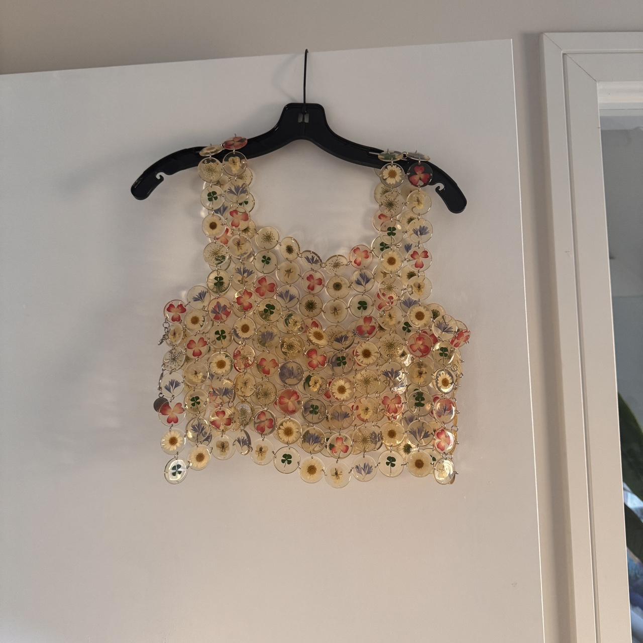 Dauphinette multi flora chainmaie top size s/m.... | Depop