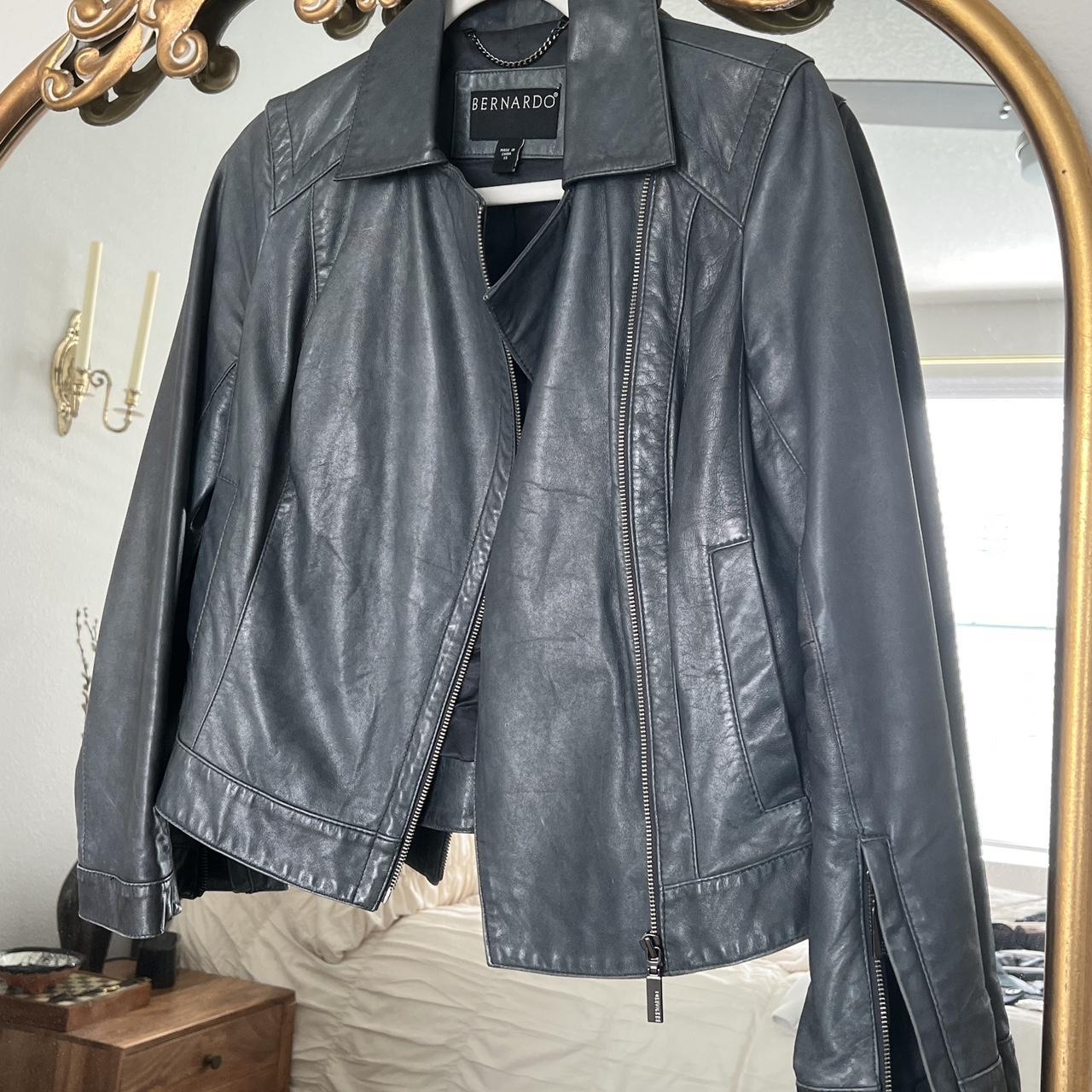 bernardo leather motorcycle jacket #leatherjacket - Depop