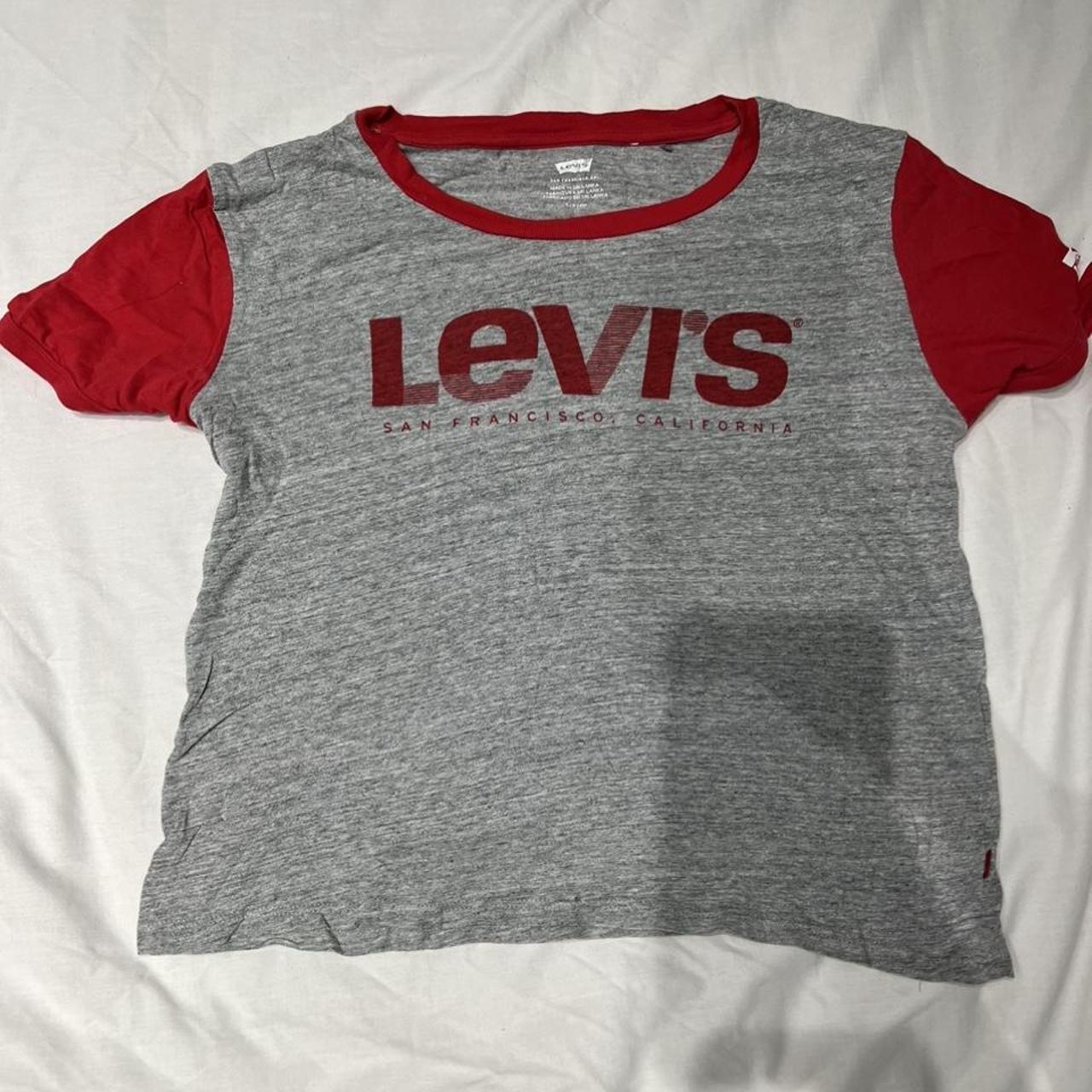 Levi grey and red t-shirt in small. In a good... - Depop