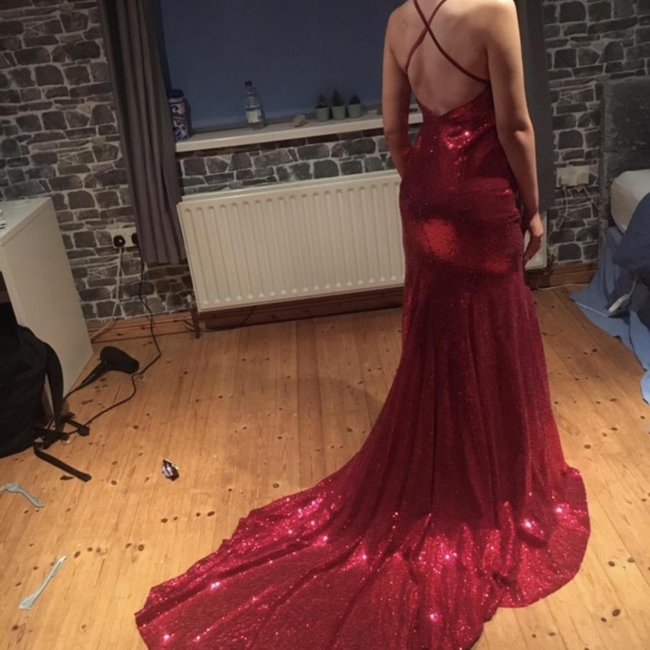 Stunning red sequin prom/formal dress. Only worn... - Depop