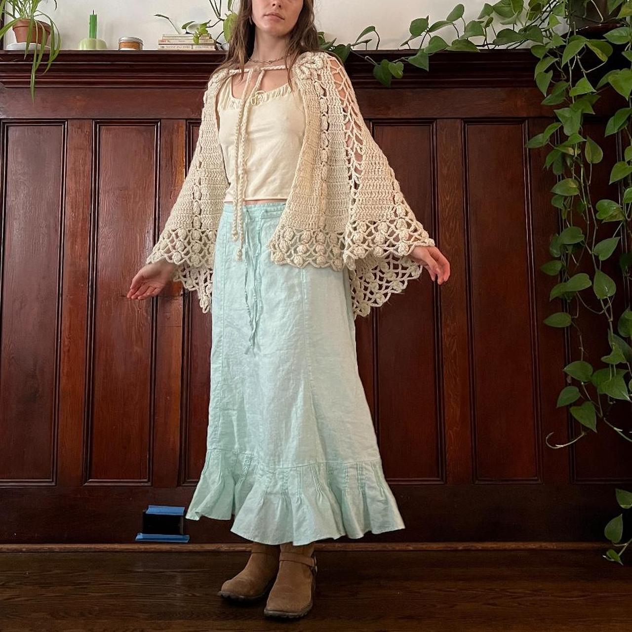 Cutest boho cottagecore knit tie front shawl/cape... - Depop