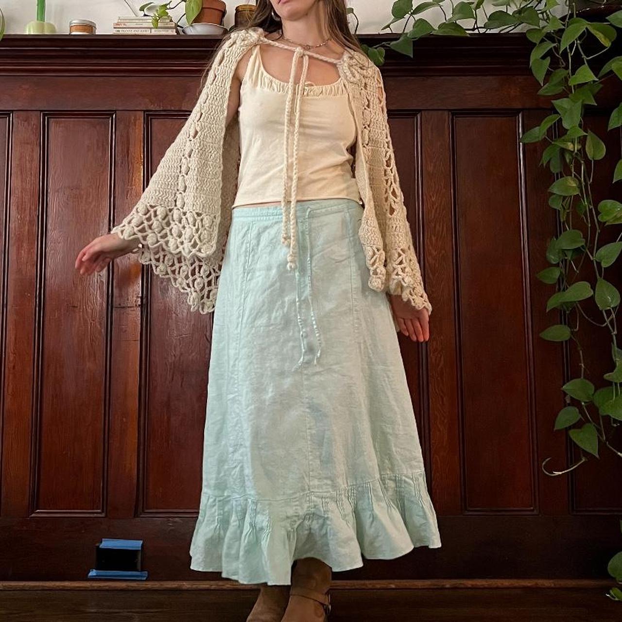 Cutest boho cottagecore knit tie front shawl/cape... - Depop