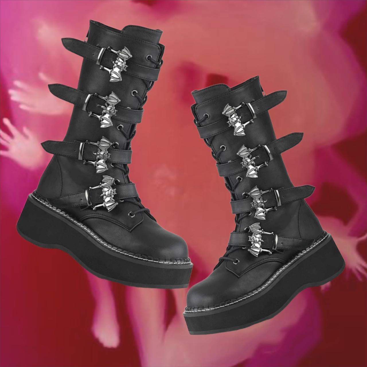 Like New Demonia Bat Boots 🦇 2" (51mm) Platform... - Depop