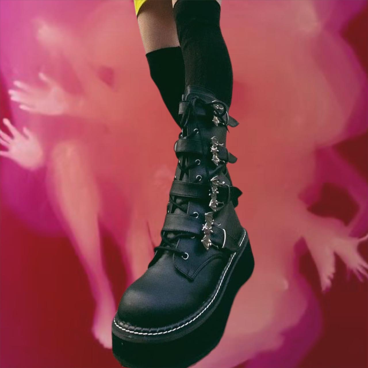 Like New Demonia Bat Boots 🦇 2" (51mm) Platform... - Depop