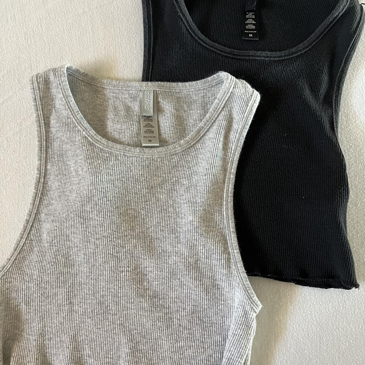 SKIMS Super Crop Rib Cotton Tank Set Both size... - Depop