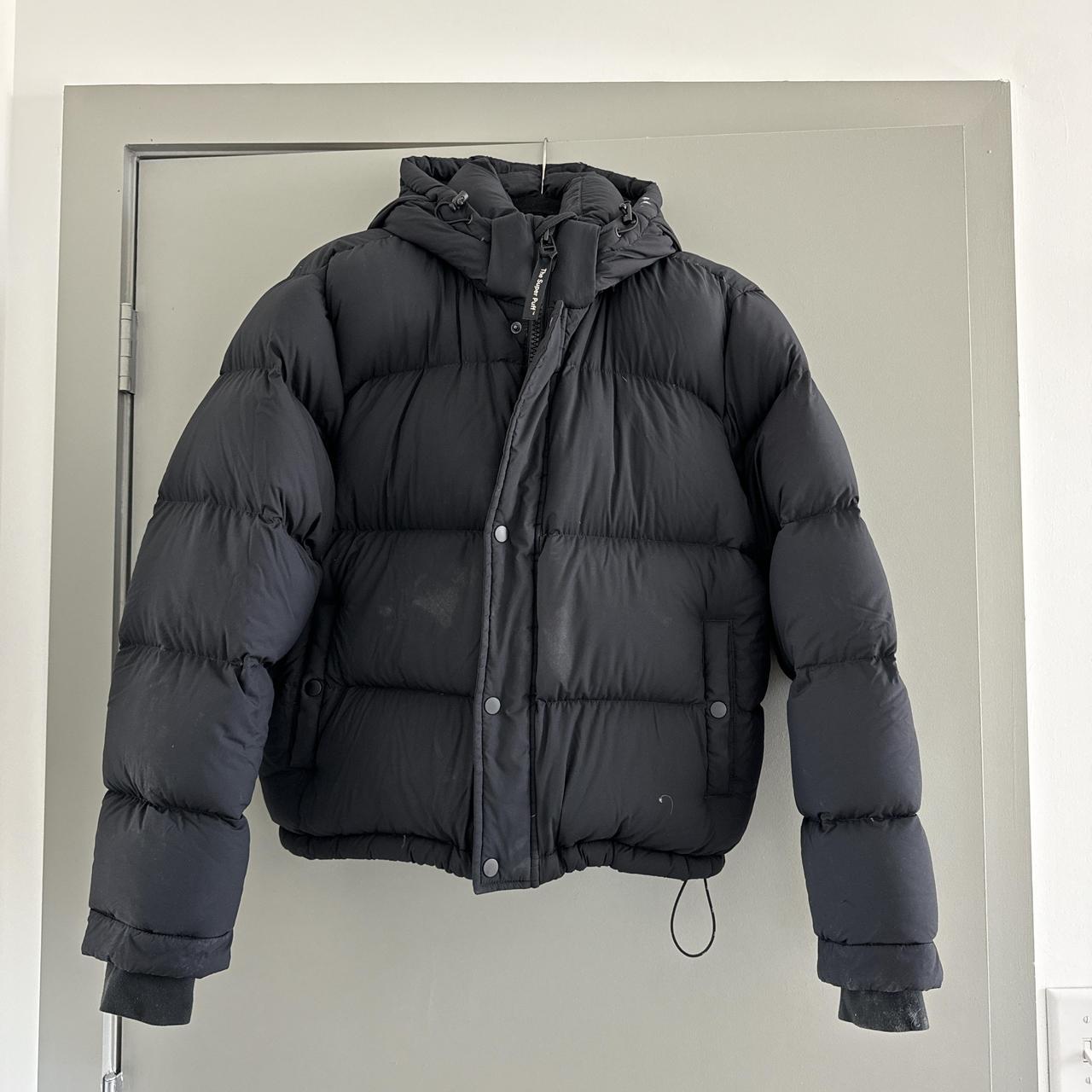 aritzia super puff cropped black matte puffer - just... - Depop