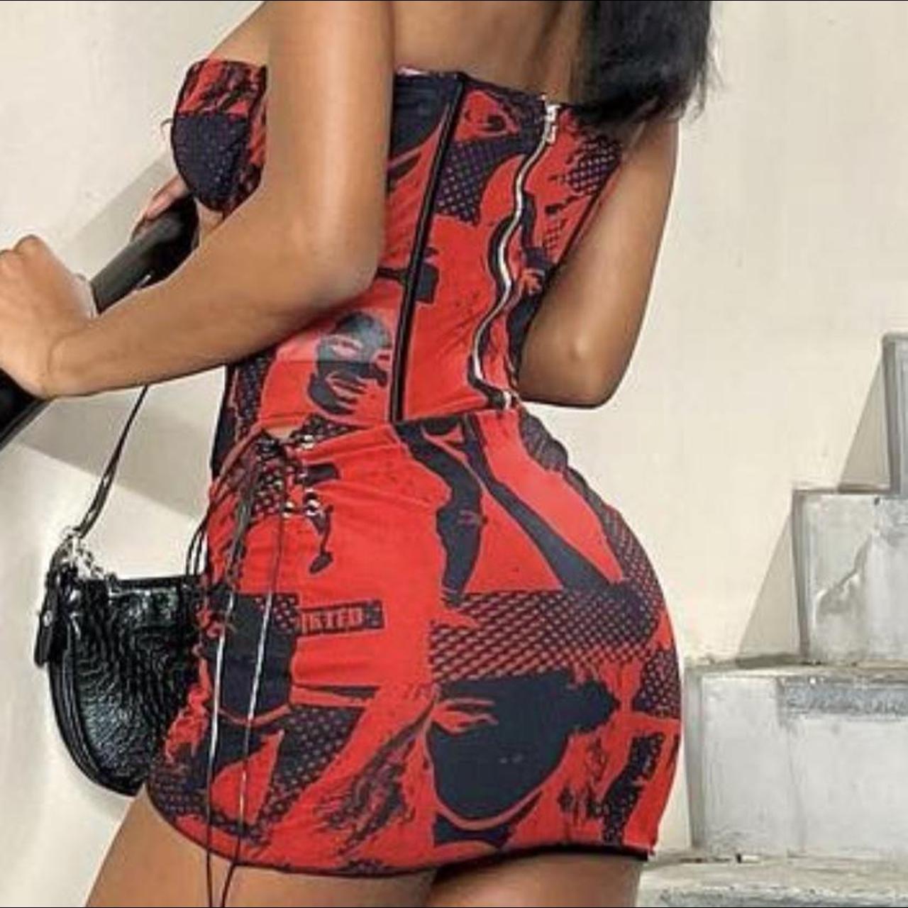 Edikted Women's Black and Red Skirt | Depop