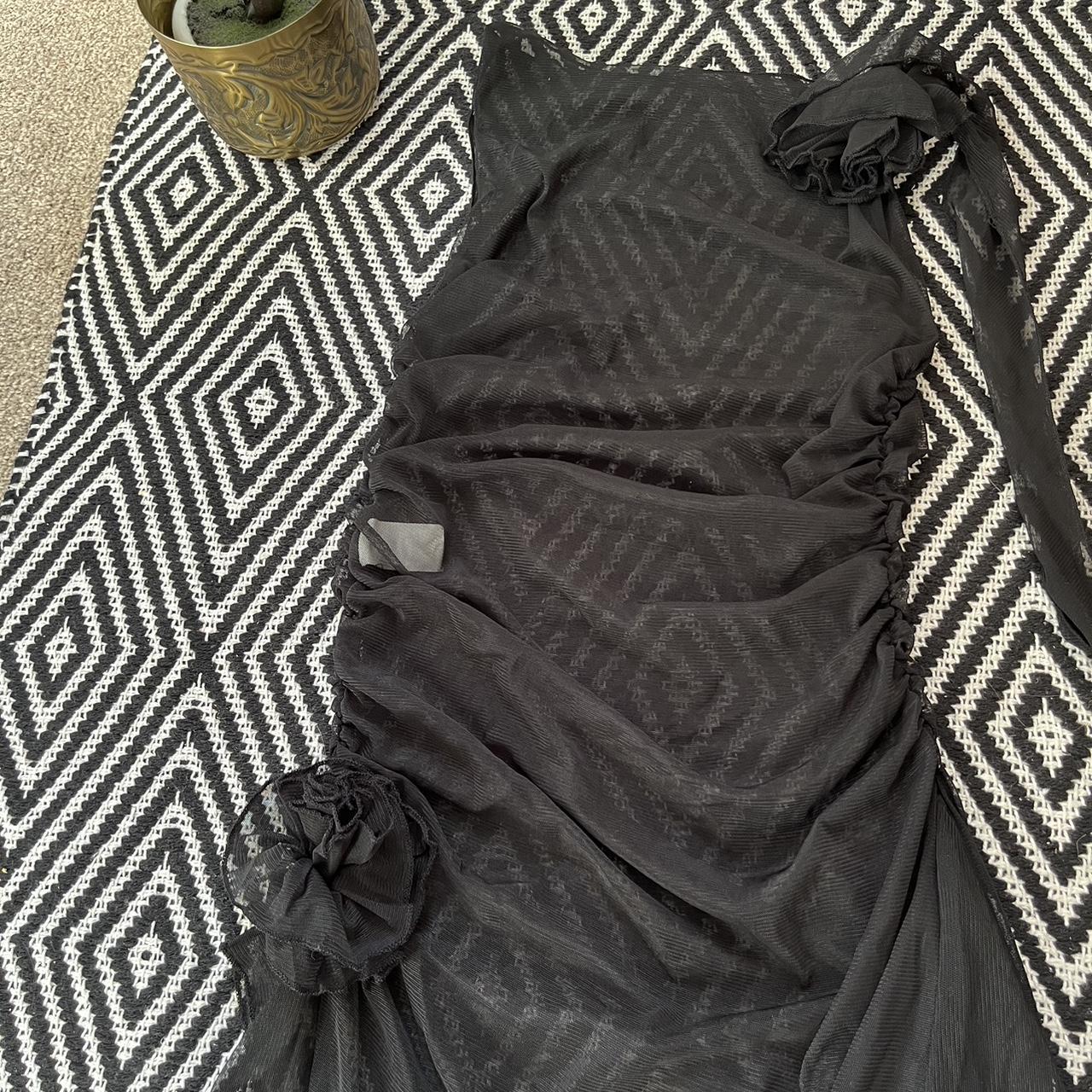 Black mesh ruffle dress with Rosettes Can wear as... - Depop