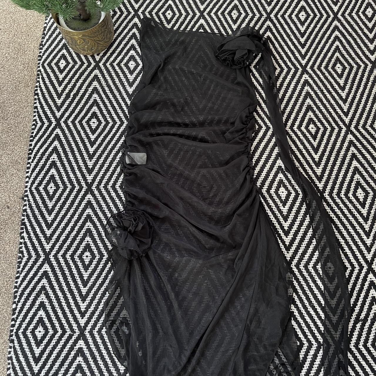 Black mesh ruffle dress with Rosettes Can wear as... - Depop