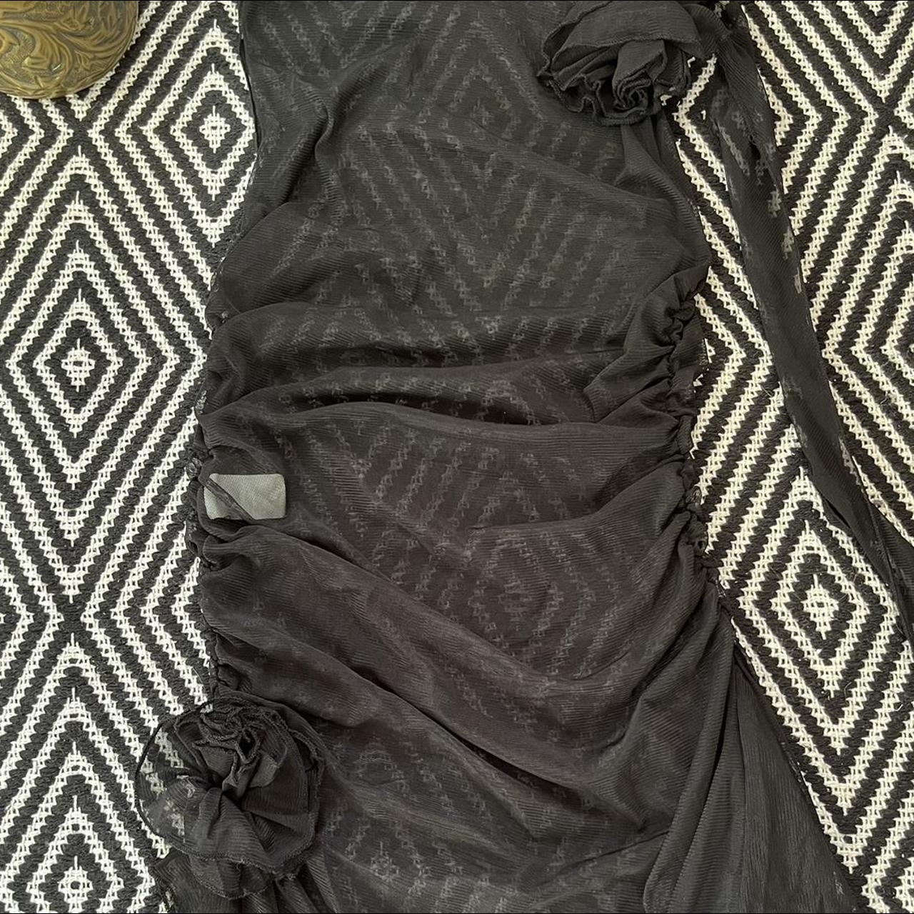Black mesh ruffle dress with Rosettes Can wear as... - Depop