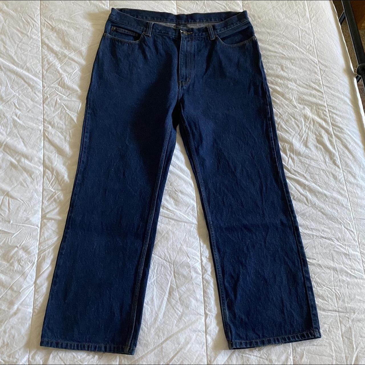 Faded glory wide straight leg jeans 100% cotton dark... - Depop