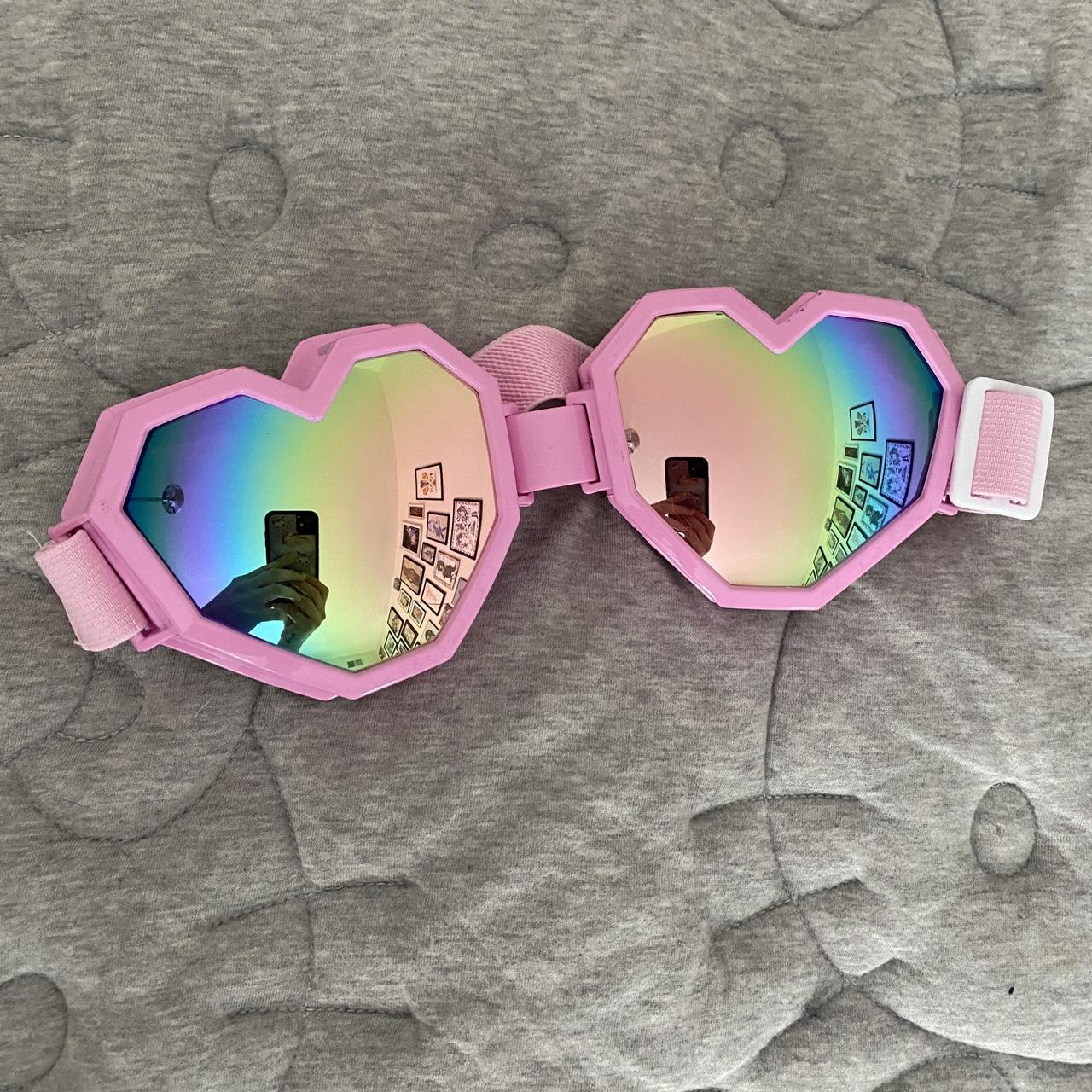 YRU Rave Pink Heart Goggles 🫶 Never worn - Depop