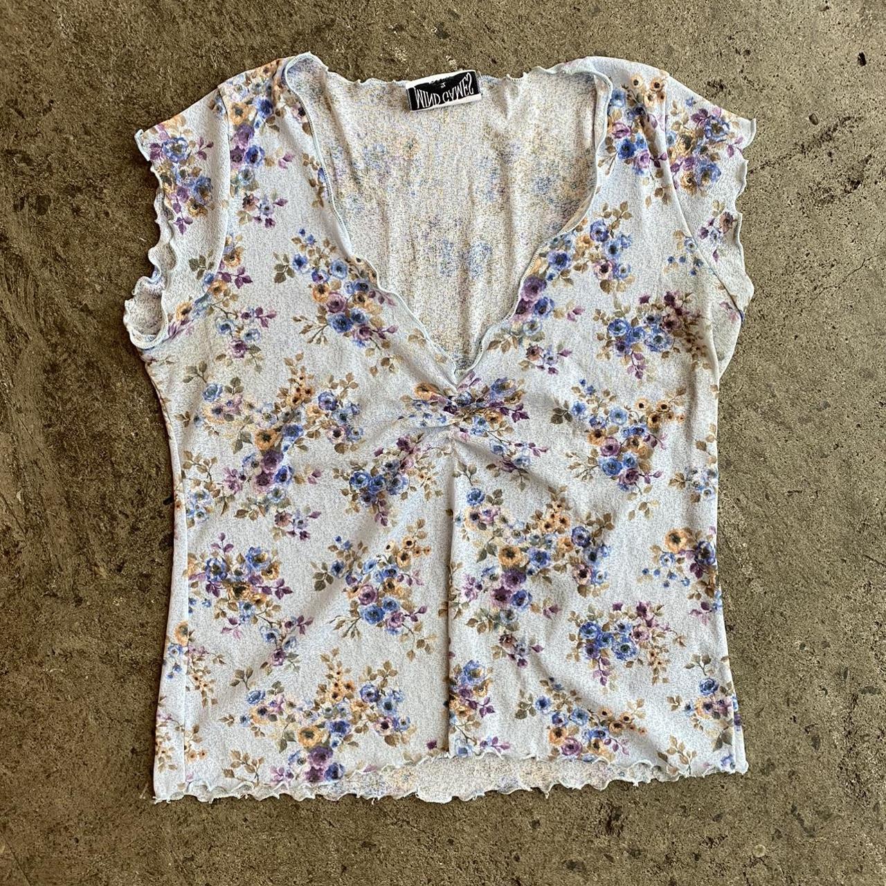 ROMANTIC FLORAL MESH TOP 💌 best fits med. 🤎... - Depop