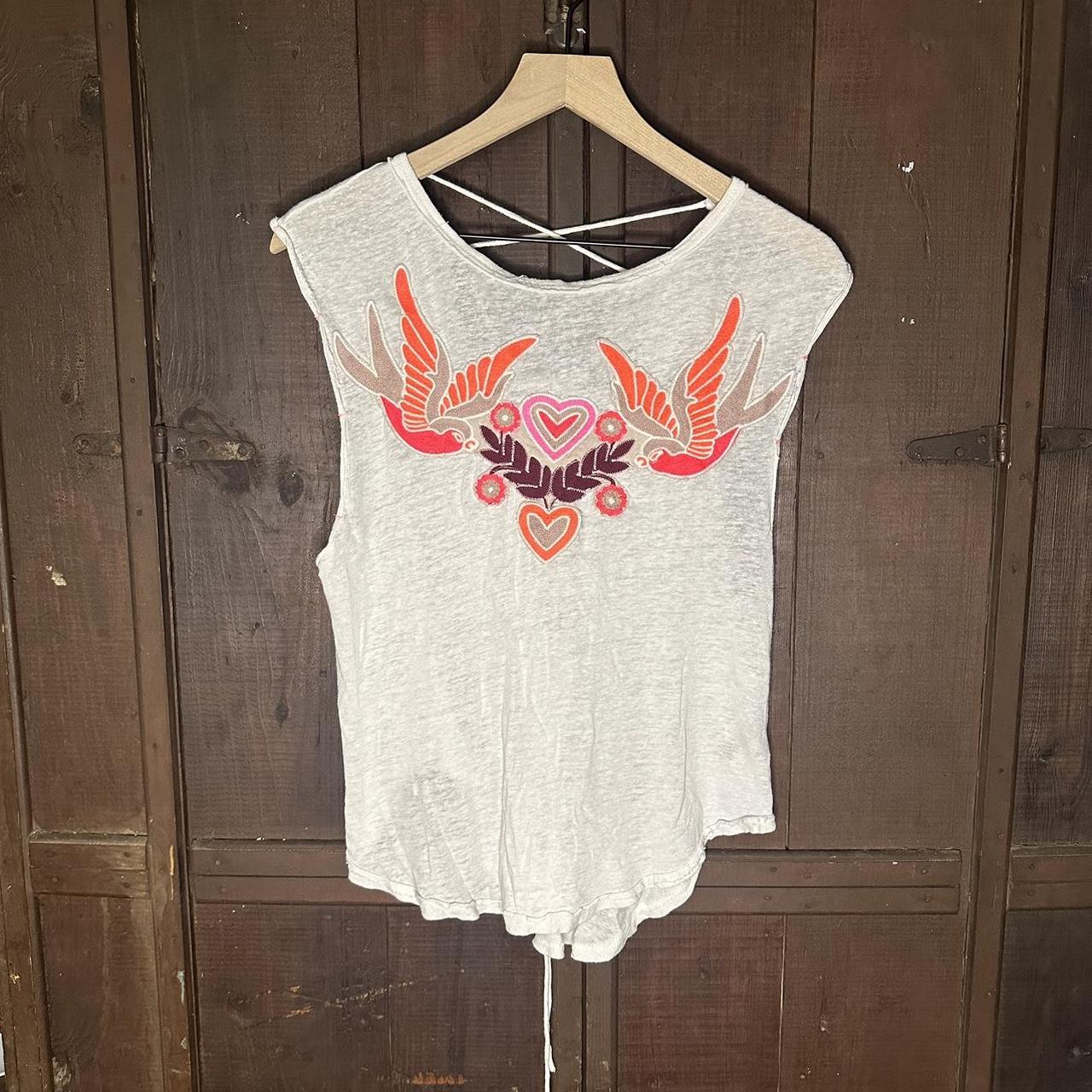Free People "Love Birds" Tank small Overall... - Depop