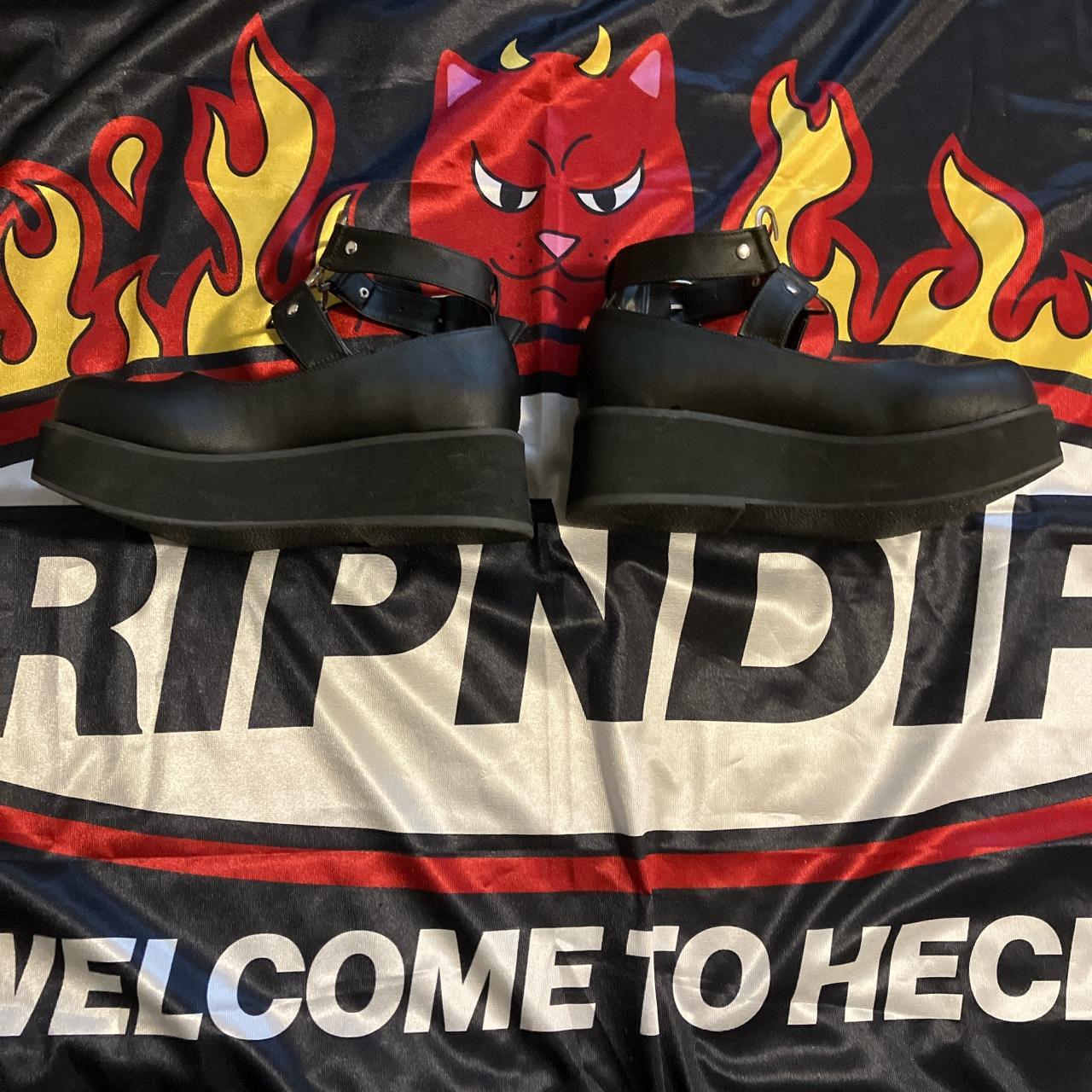 Demonia Sprite 02, platform Mary Janes, black vegan... - Depop