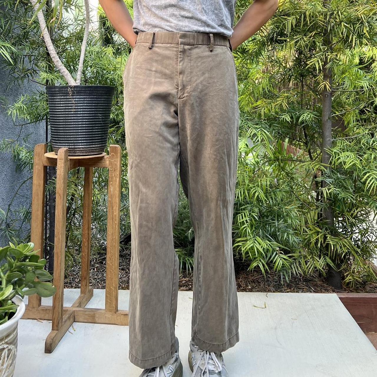 Vtg green chino ald style trousers outdoors... - Depop