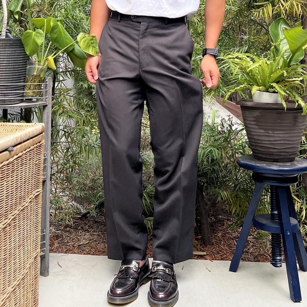 Vtg pleated wide leg dapper dress pants... - Depop