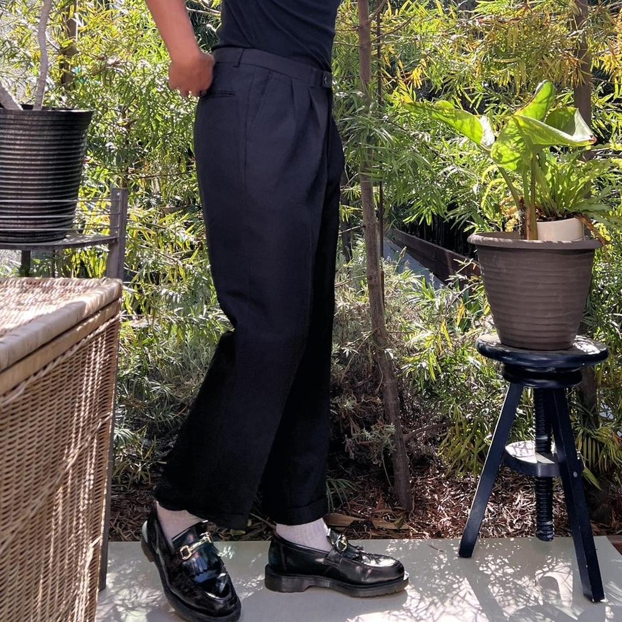 Vtg pleated wide leg dapper dress pants... - Depop