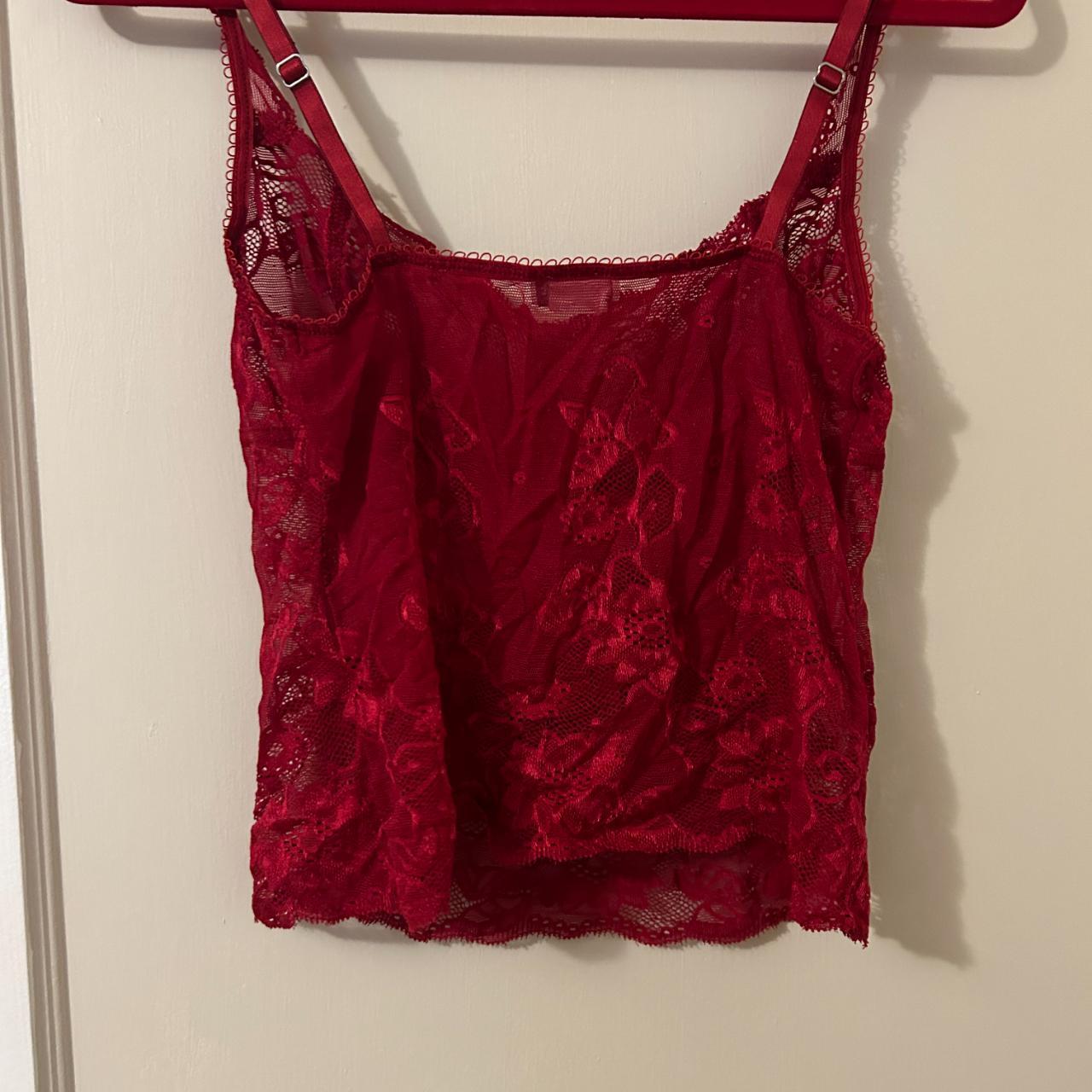 Lace Red Cami Cute See Through Lace Cami With A Bow Depop
