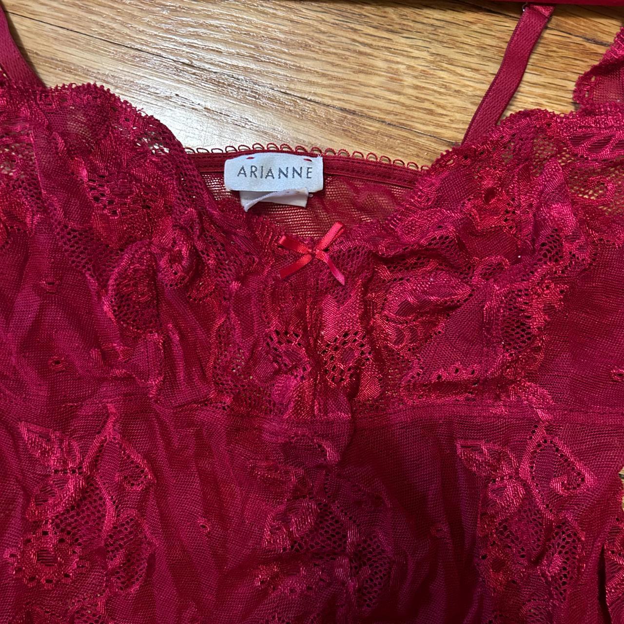 Lace Red Cami Cute See Through Lace Cami With A Bow Depop