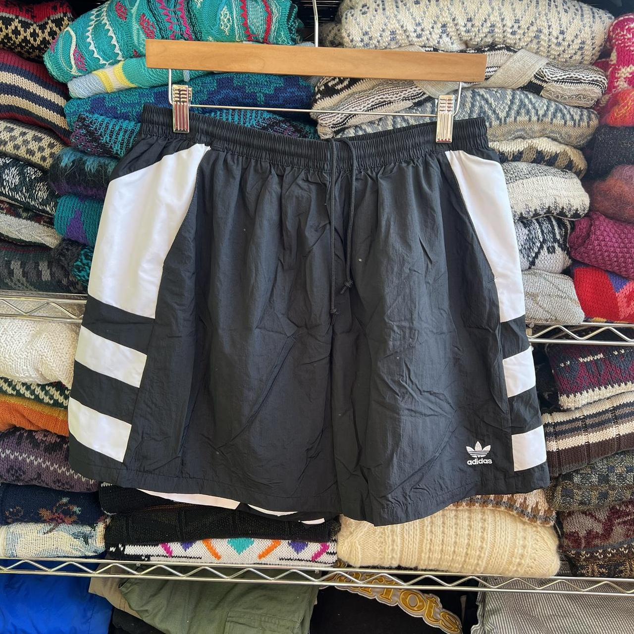 Adidas Black And White Nylon Shorts Mens Size... - Depop