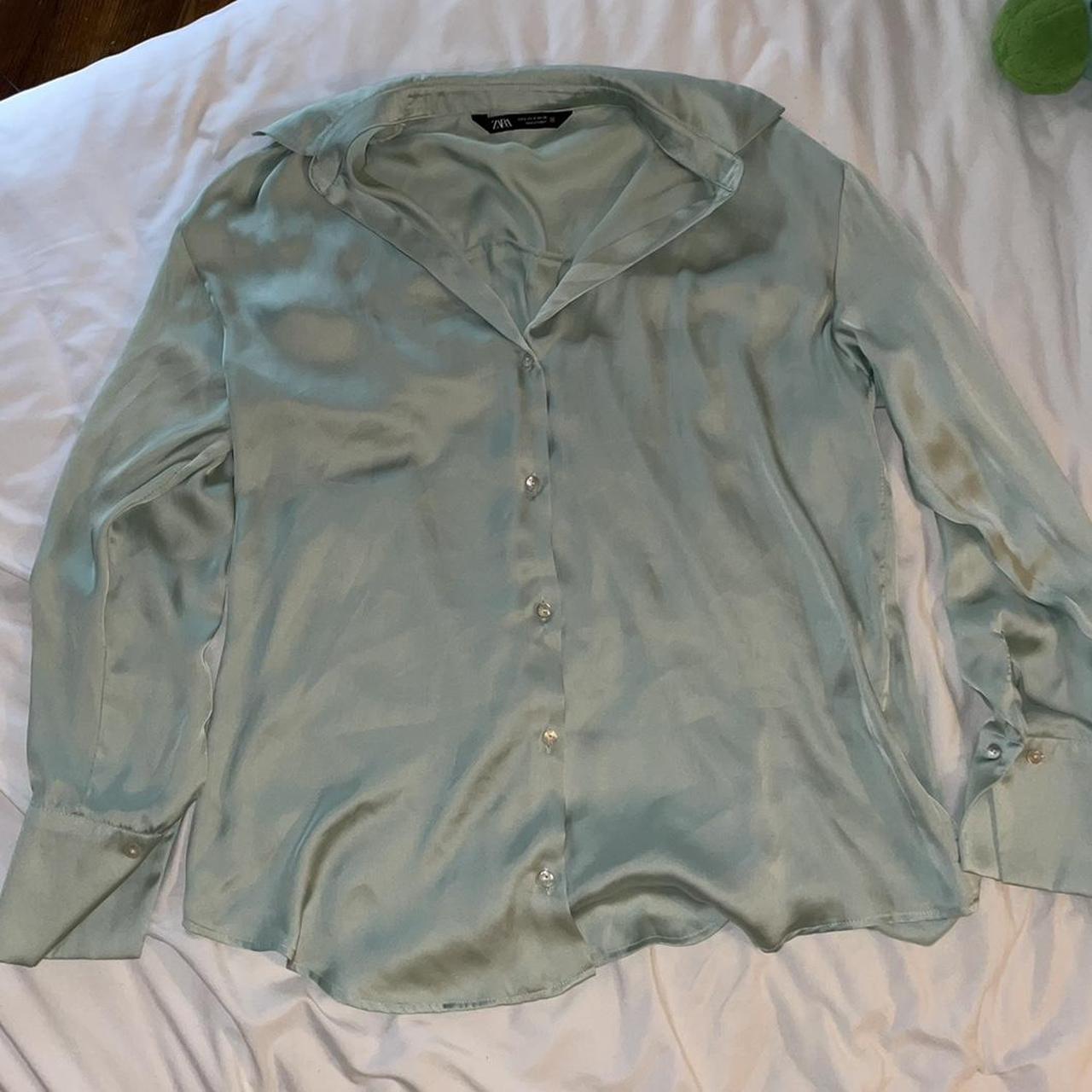 mint / light green button up from zara. cute... - Depop