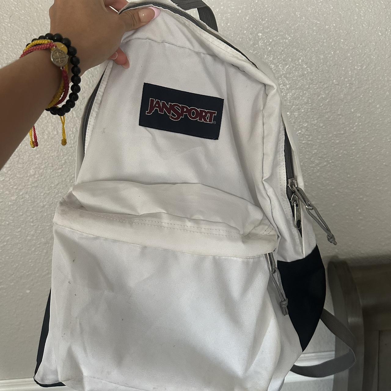 White jansport backpack ! flaws shown 🐰 dm for any... - Depop