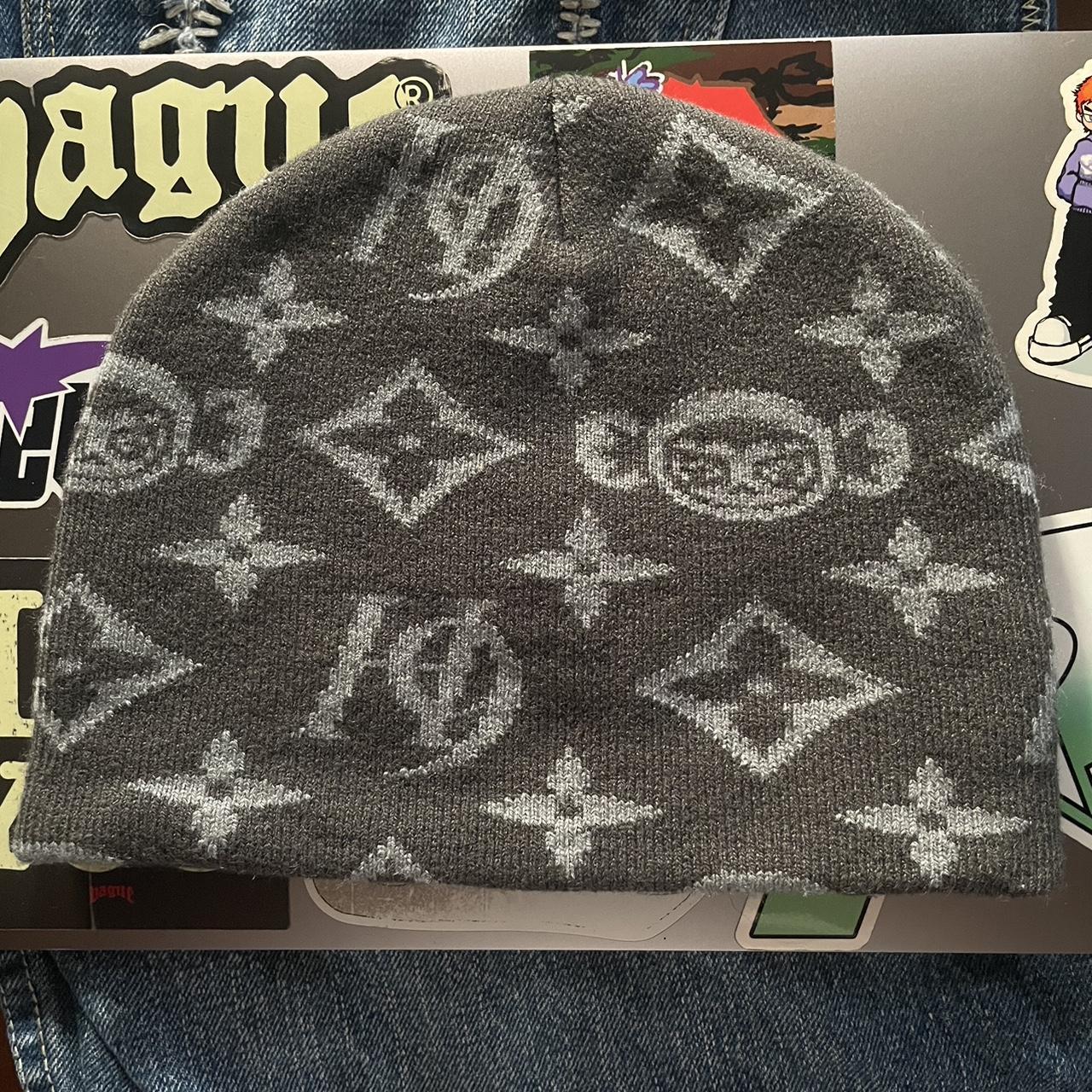 Happy99 Monogram Beanie Grey Brand New Worn only... - Depop