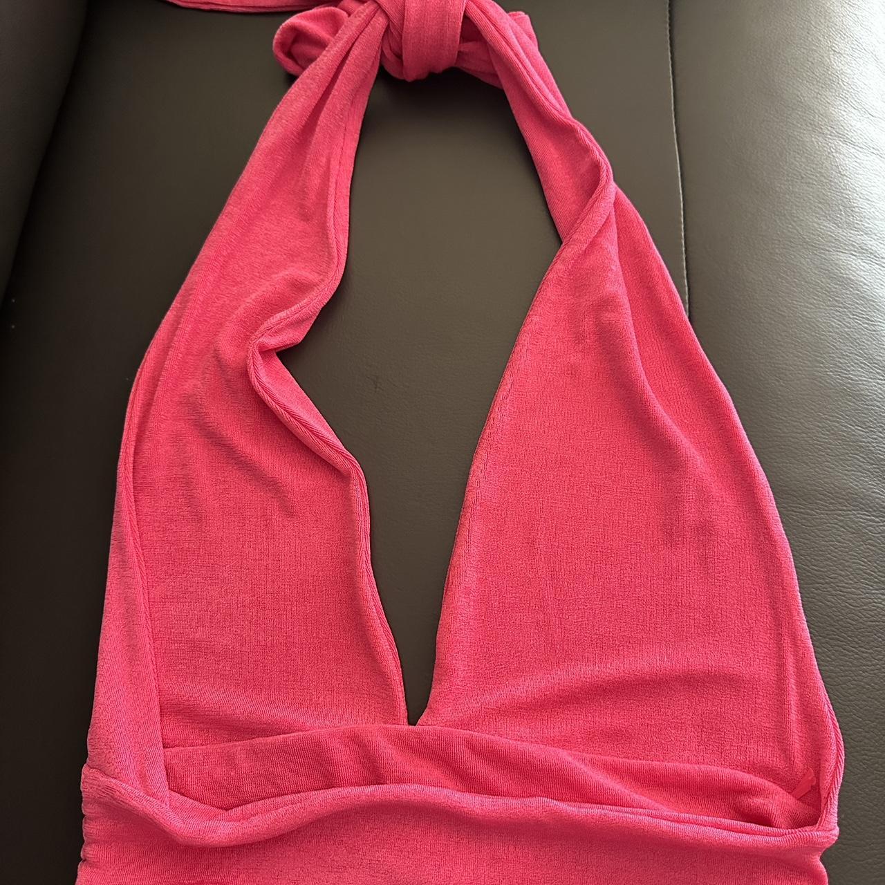 Pink backless halter neck top Size M Very... - Depop