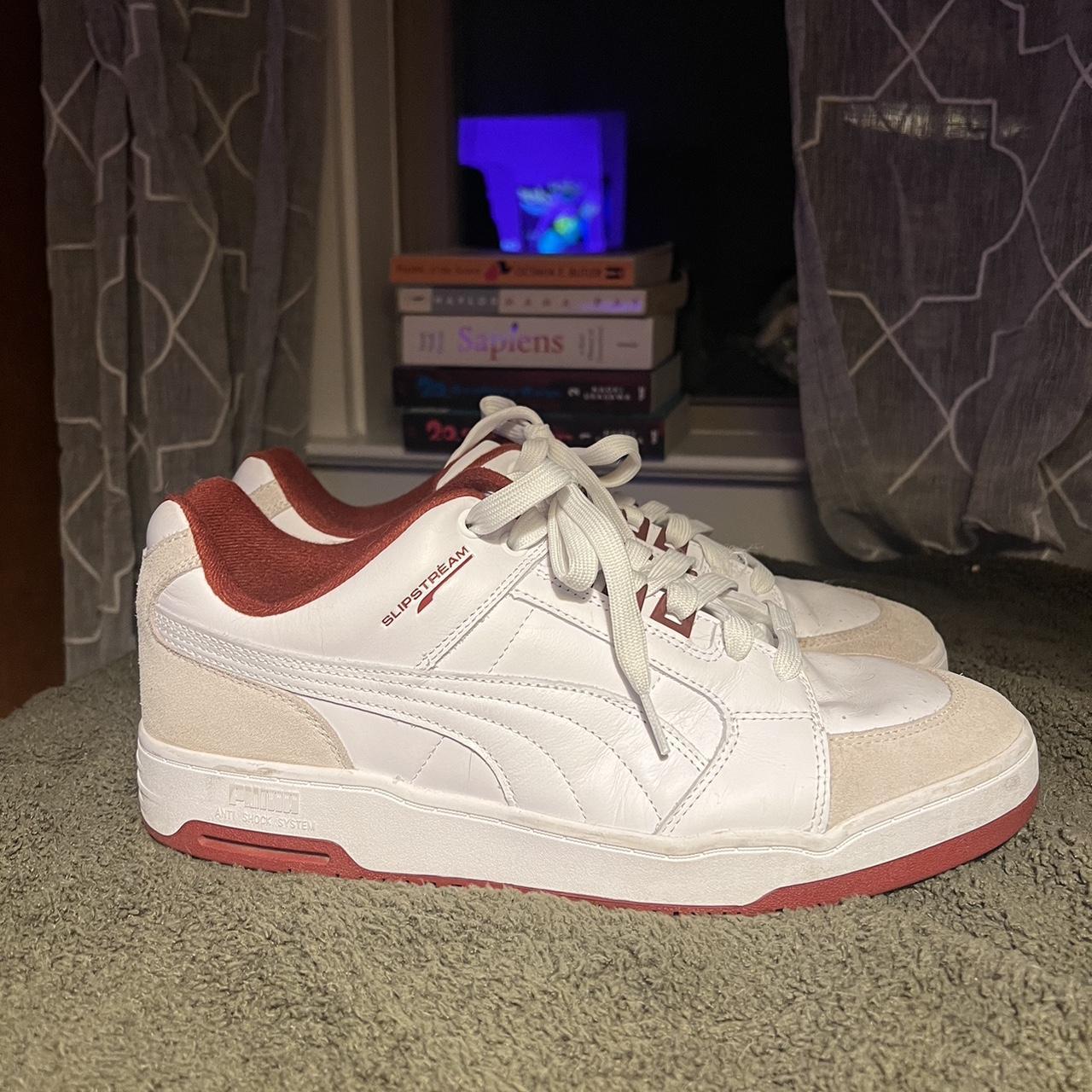 Puma Men’s Slipstream Lo White/Burgundy US Men’s... - Depop