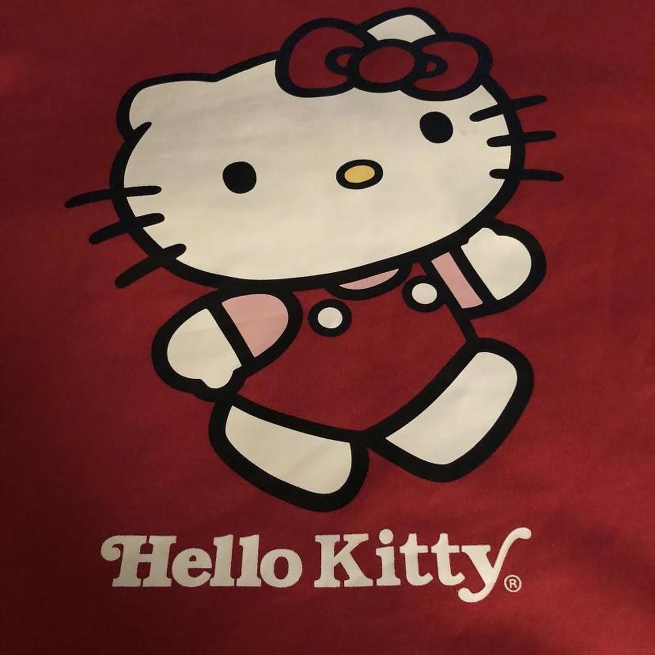 Red Sanrio Hello Kitty Logo Sleeve Oversized... - Depop
