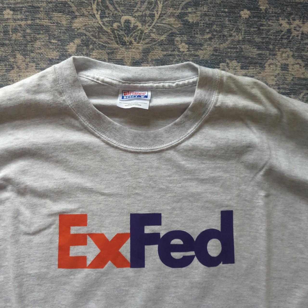 ☆Vintage Hanes Beefy T "ExFed" ☆Heather Grey ☆Size... - Depop