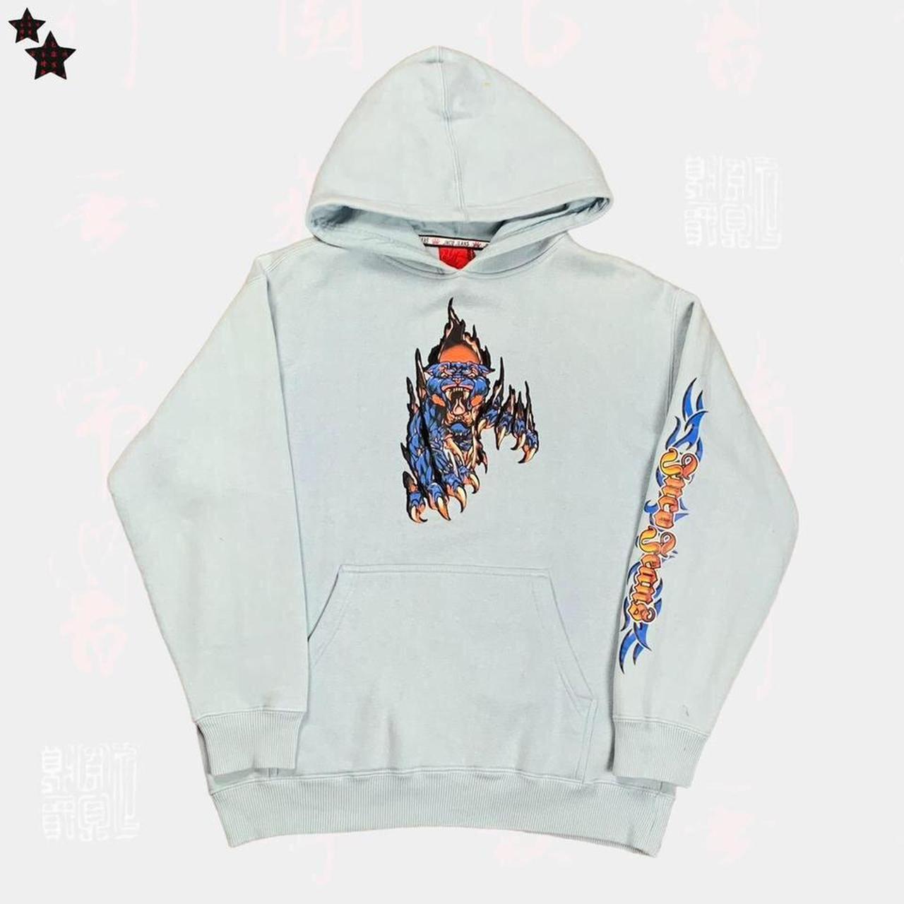 Baby blue jnco flame puff print graphic hoodie. Tag... - Depop