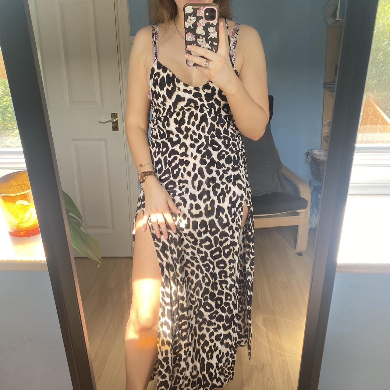 Motel Maxi leopard print dress. Two long slits at... - Depop