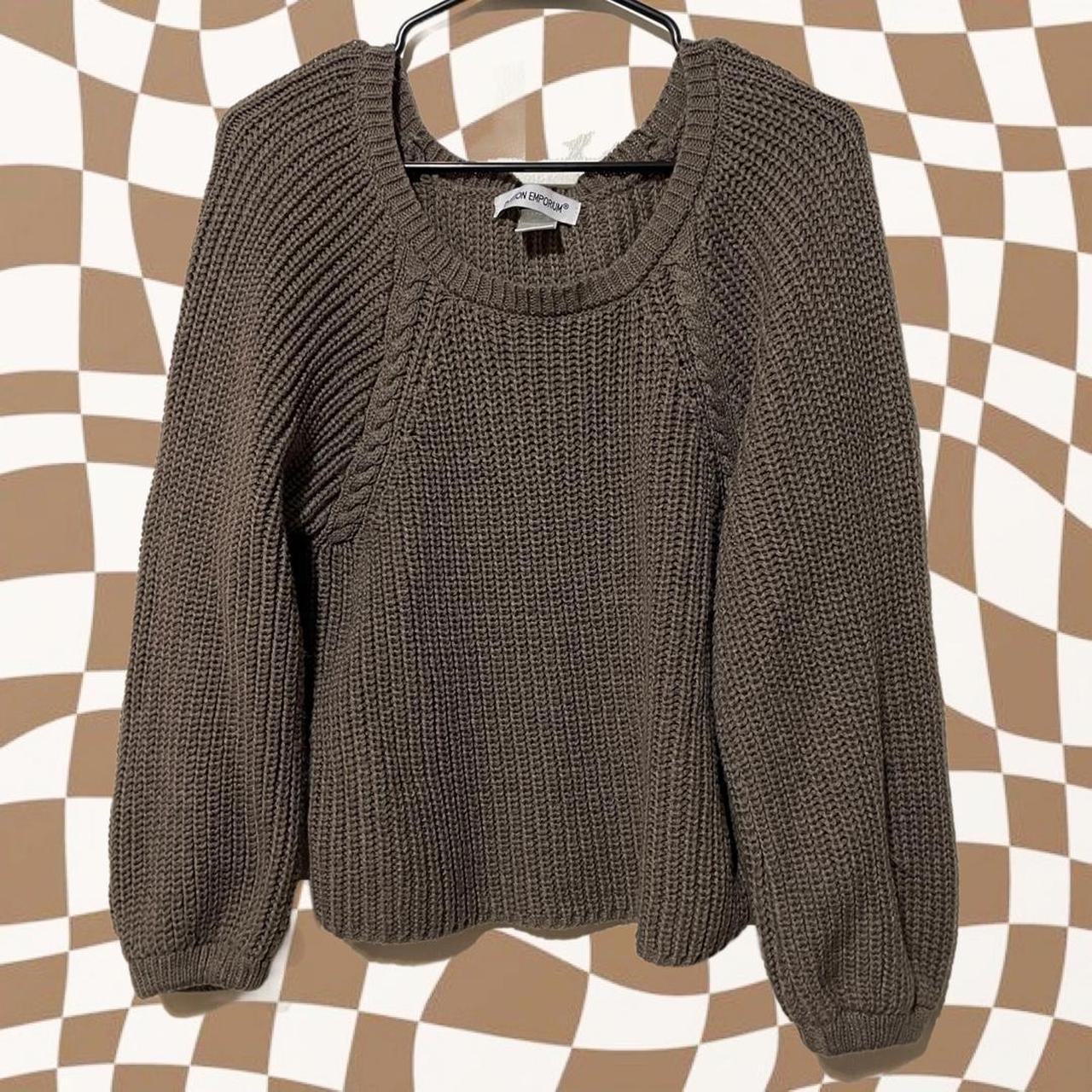 cozy brown knit sweater women’s size medium... - Depop