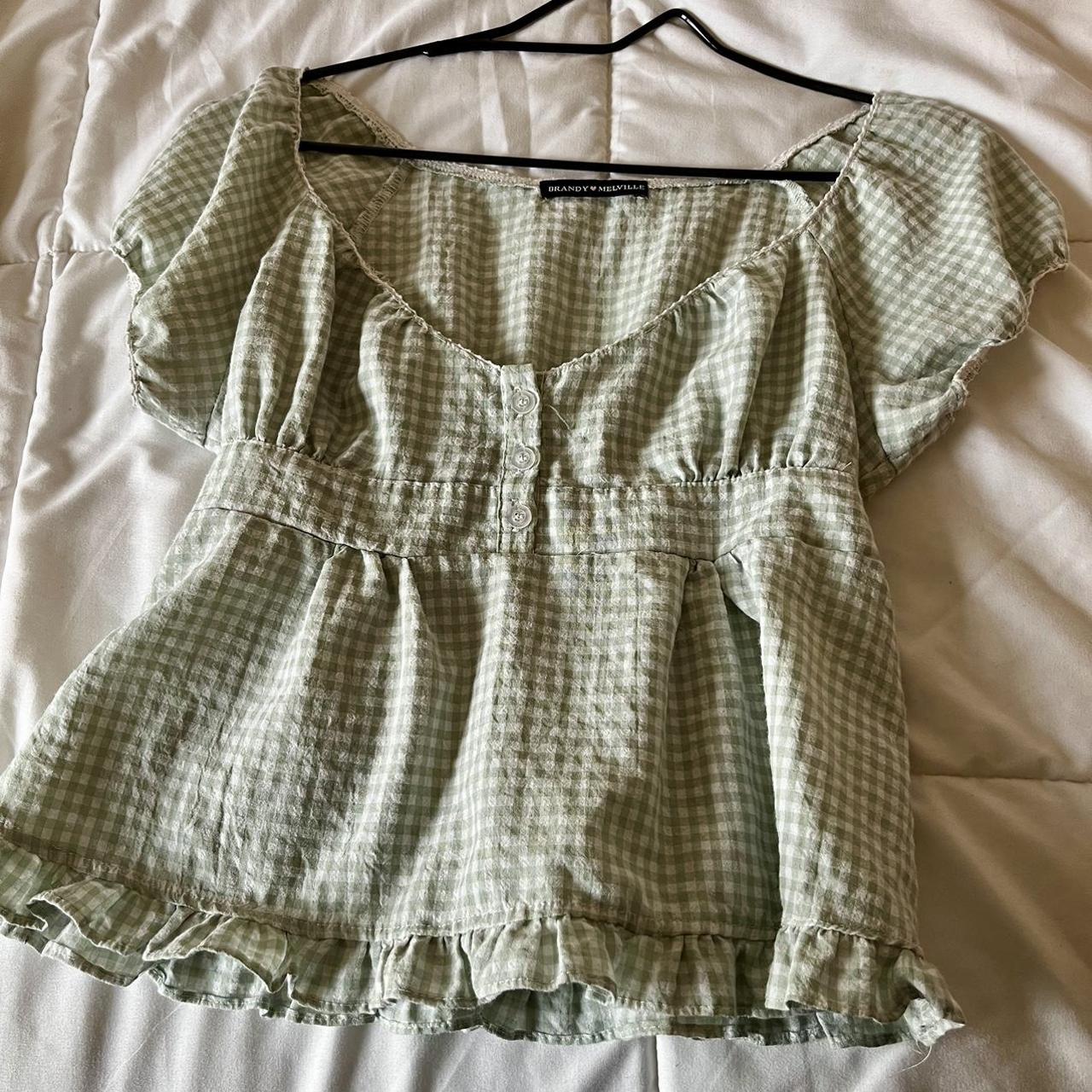 brandy melville green gingham top, see last photo... - Depop